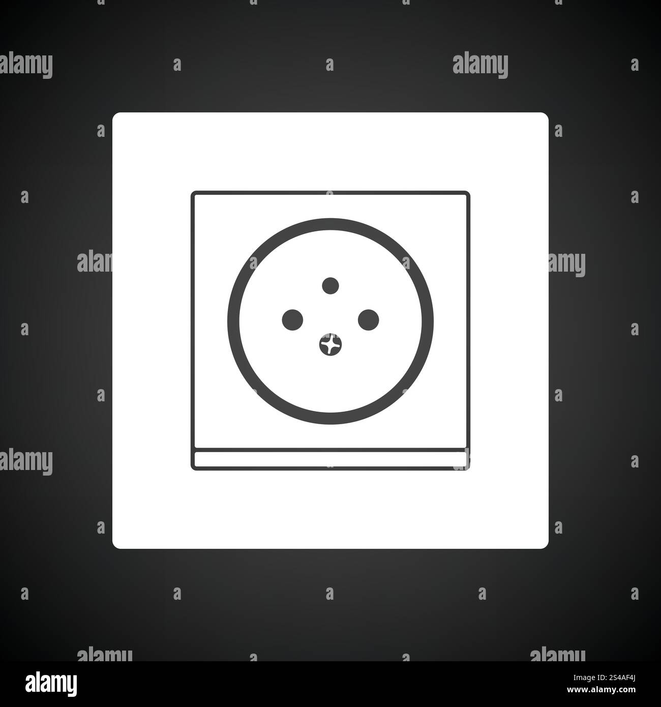 France electrical socket icon. Black background with white. Vector ...