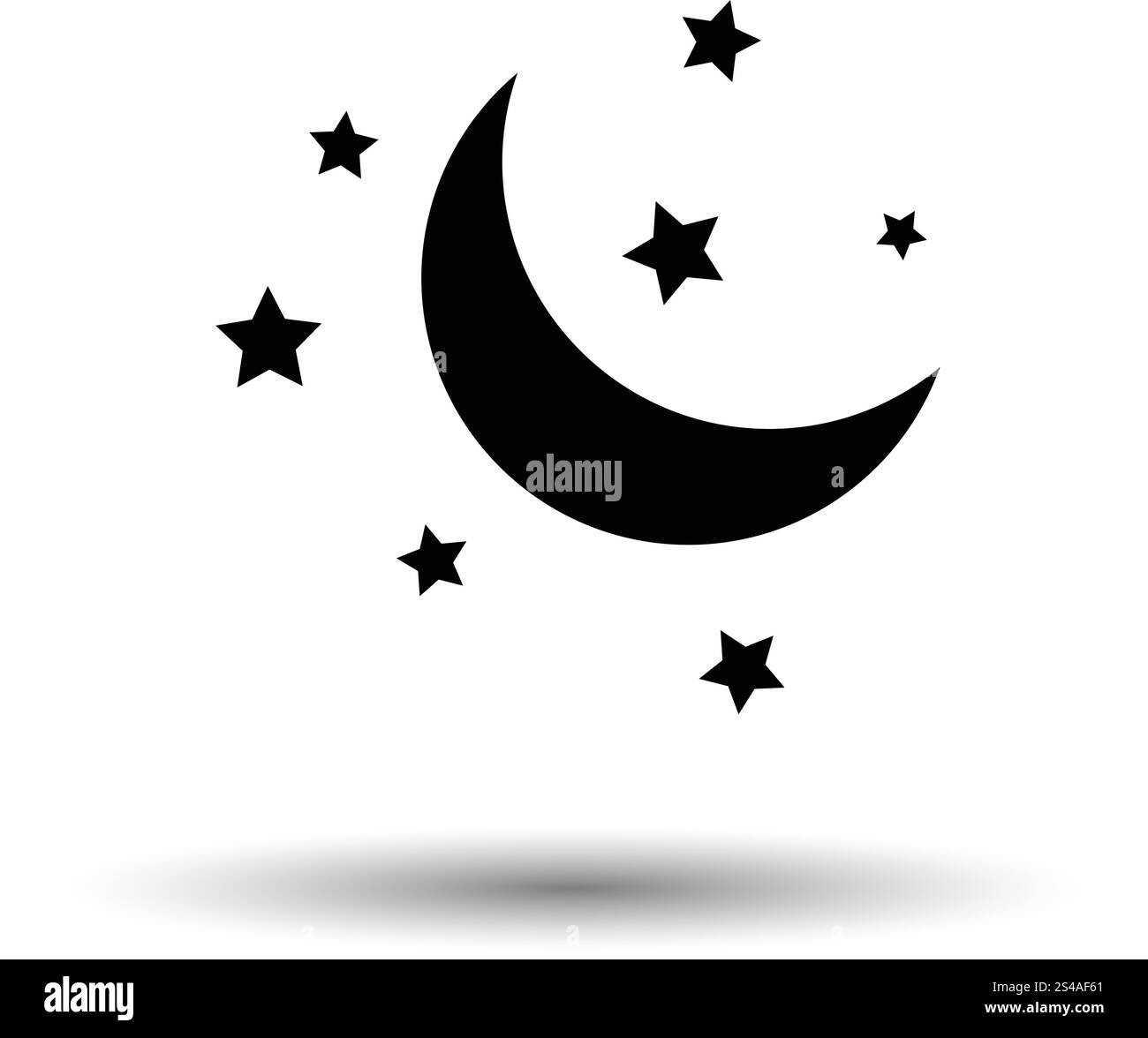 Night icon. White background with shadow design. Vector illustration ...