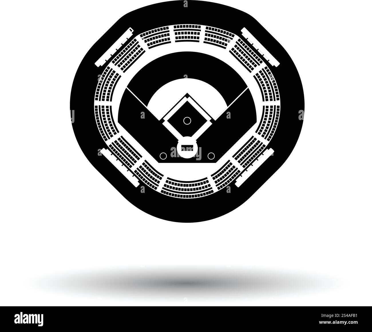 Baseball stadium icon. White background with shadow design. Vector ...