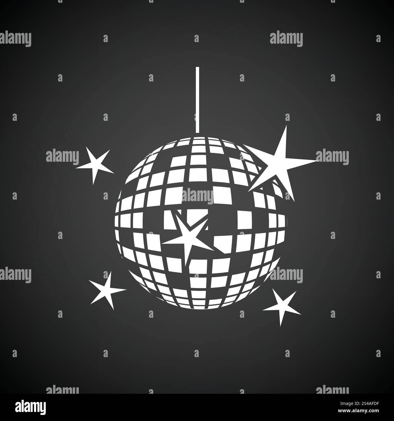 Night clubs disco sphere icon. Black background with white. Vector ...