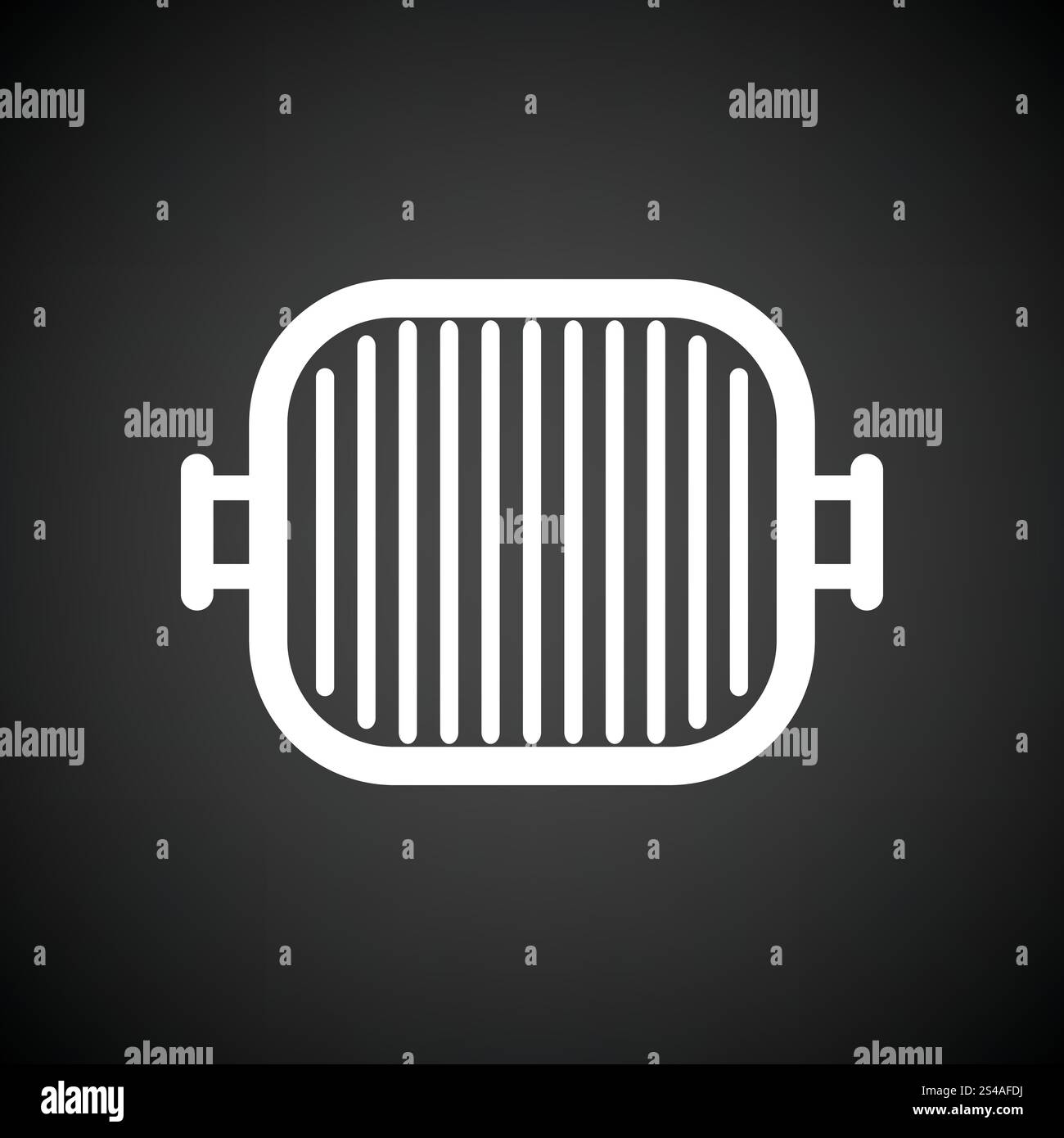 Grill pan icon. Black background with white. Vector illustration Stock ...