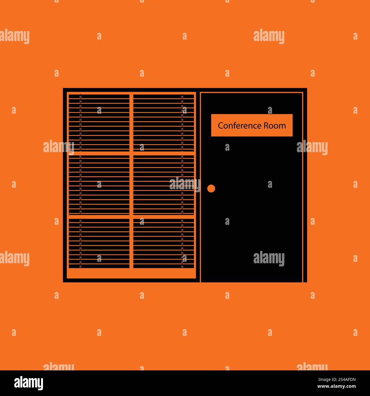 Conference room icon. Orange background with black. Vector illustration ...