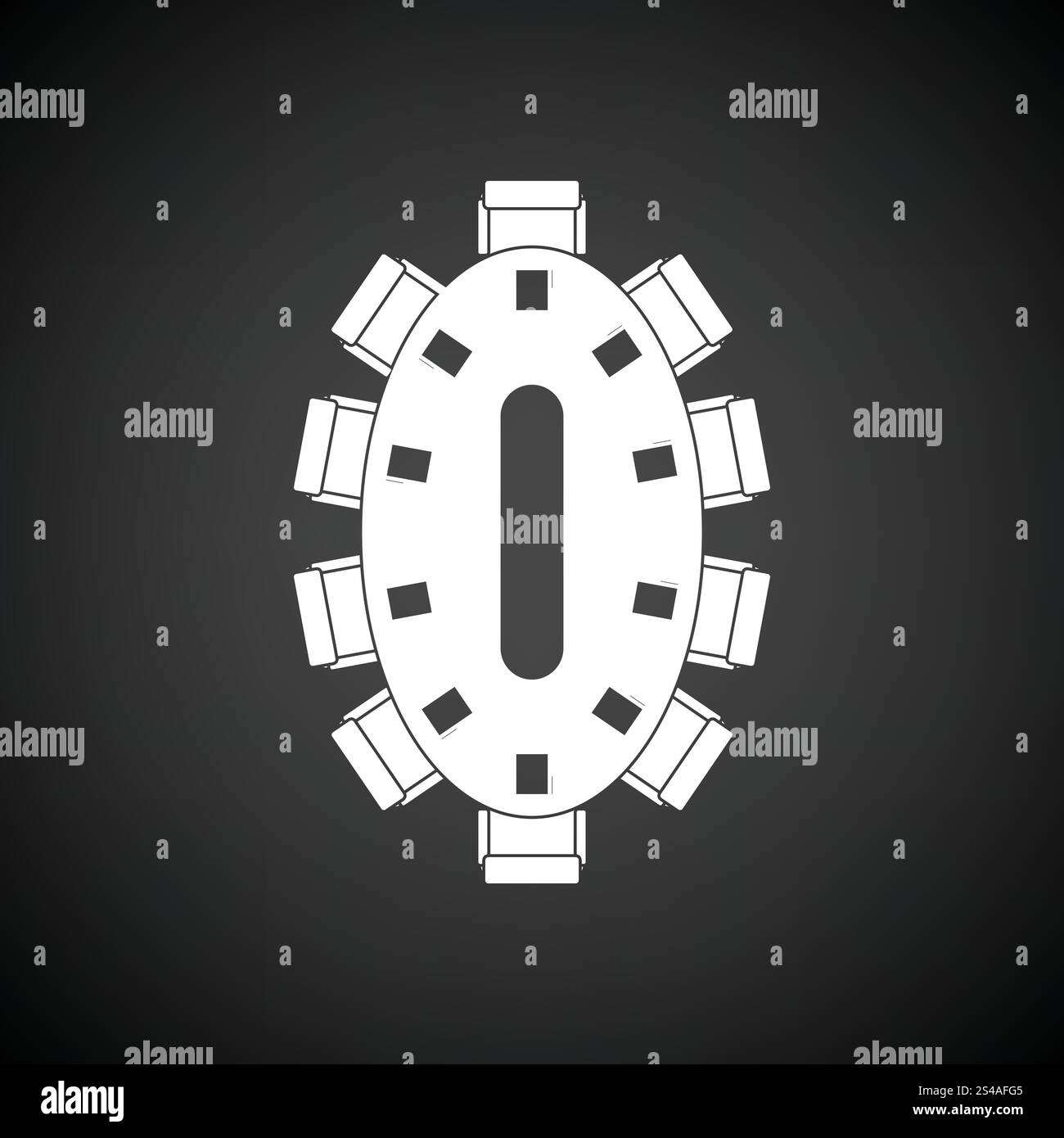 Negotiating table icon. Black background with white. Vector ...