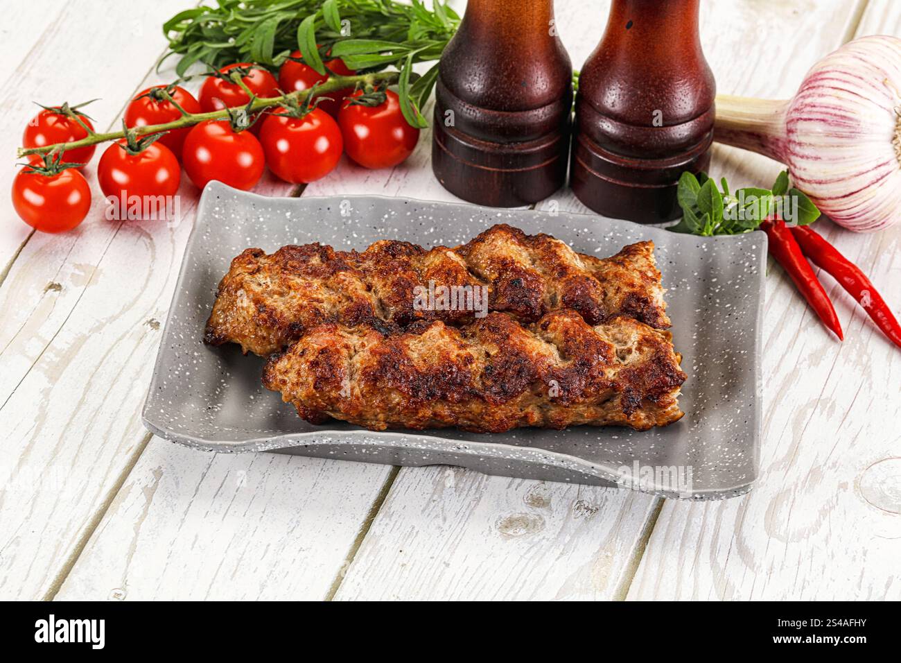 Chicken barbecue kebab minced meat and spices Stock Photo - Alamy