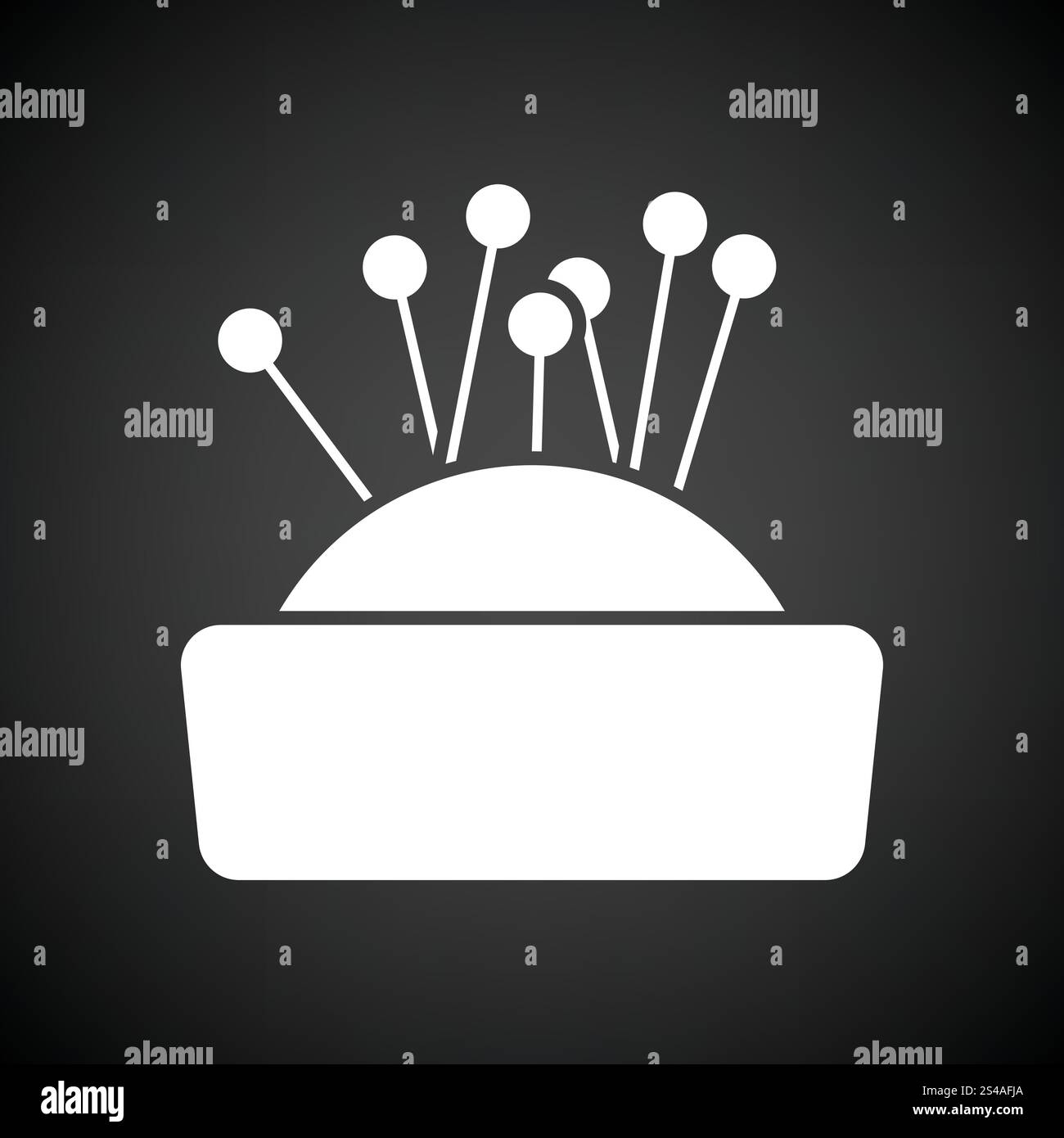 Pin cushion icon. Black background with white. Vector illustration ...