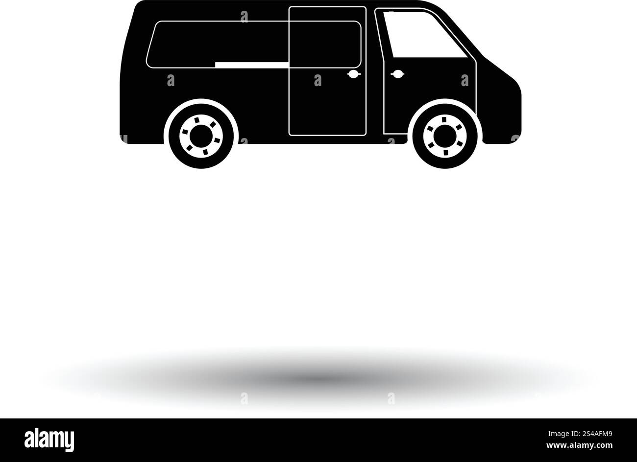 Commercial van icon. White background with shadow design. Vector ...