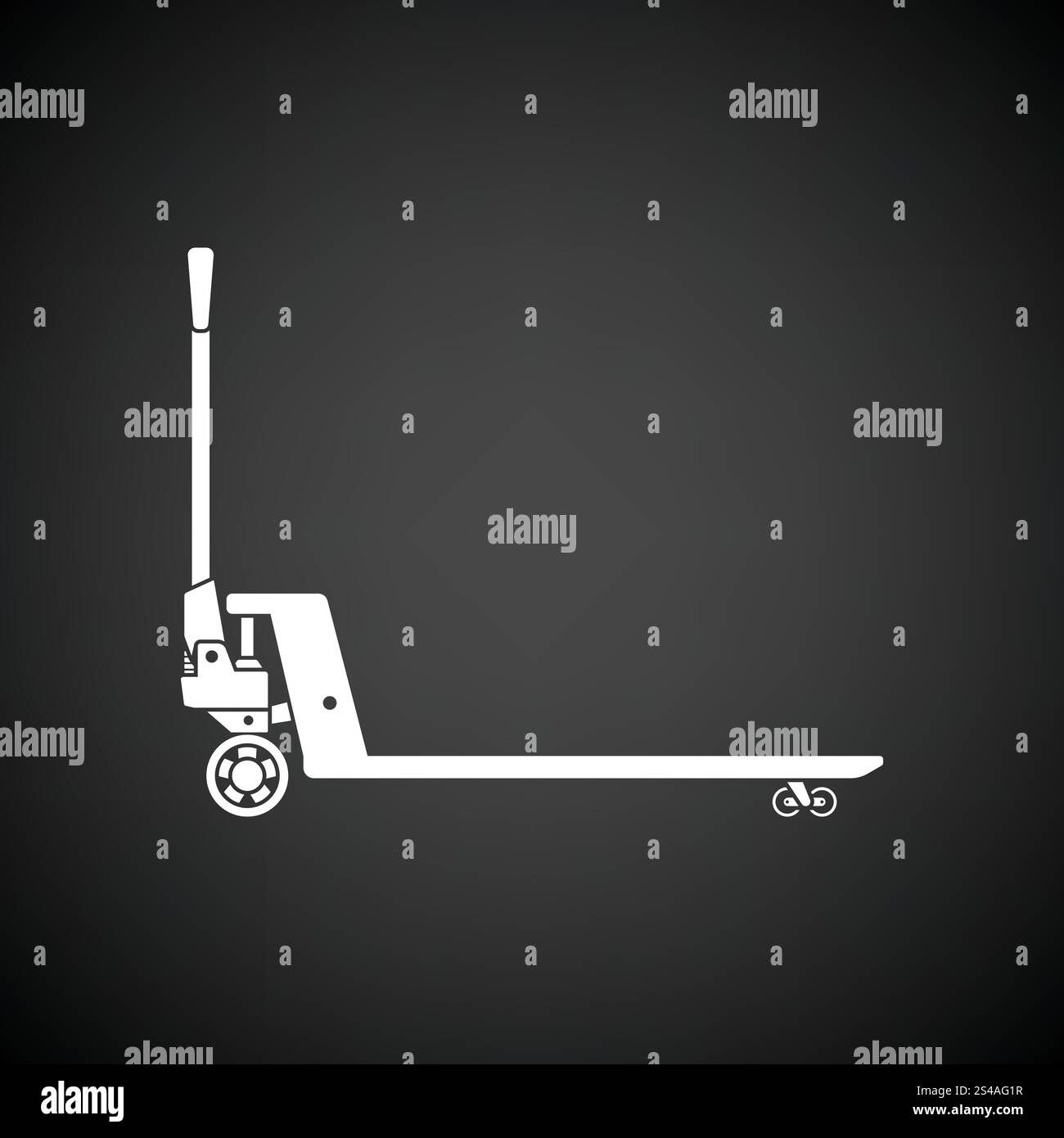 Hydraulic trolley jack icon. Black background with white. Vector ...