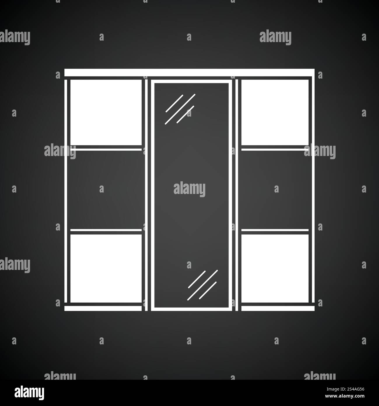 Wardrobe closet icon. Black background with white. Vector illustration ...