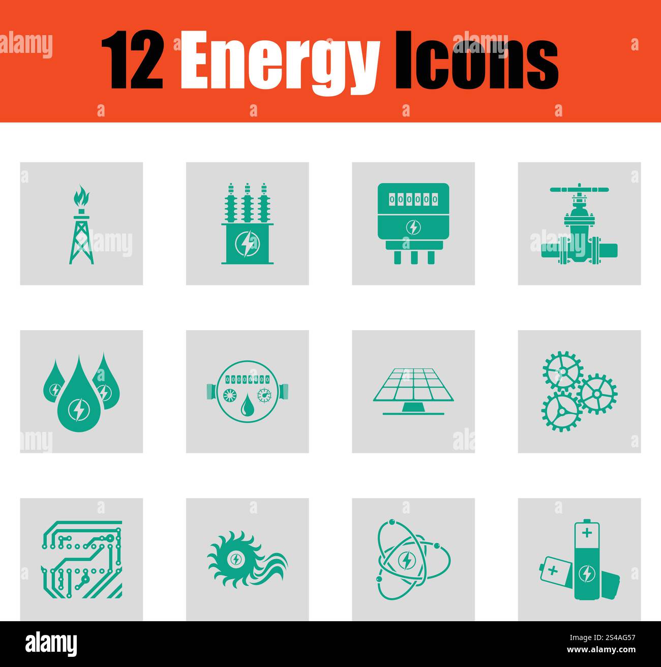 Energy icon set. Green on gray design. Vector illustration Stock Vector ...