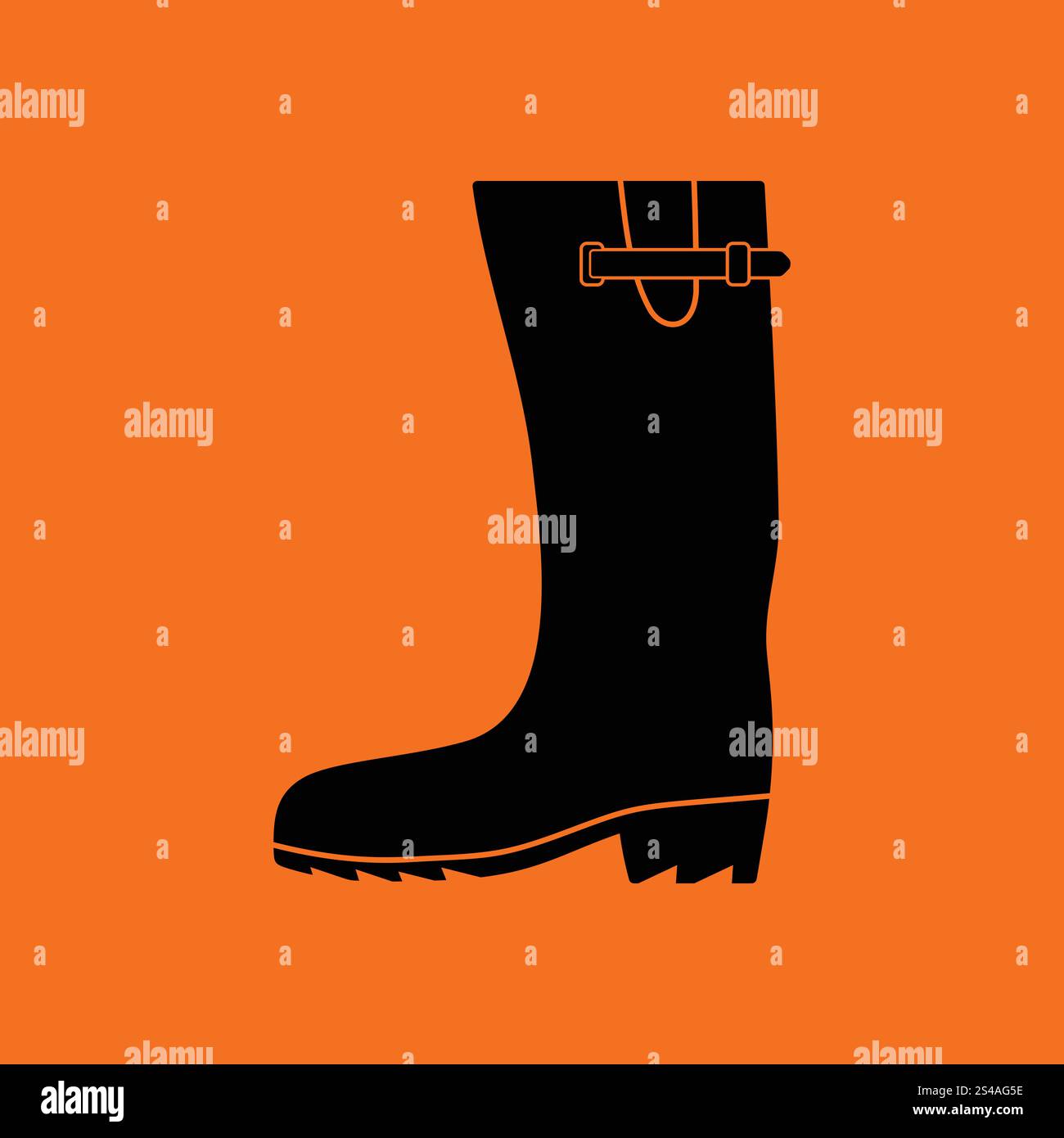 Rubber boot icon. Orange background with black. Vector illustration ...