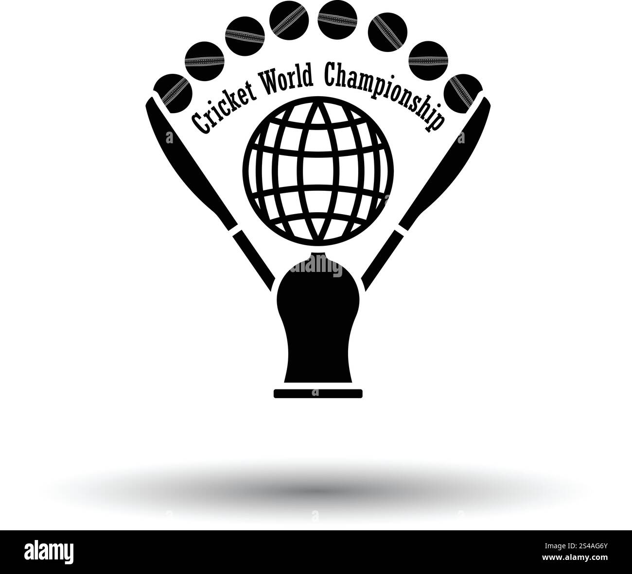 Cricket cup icon. White background with shadow design. Vector ...