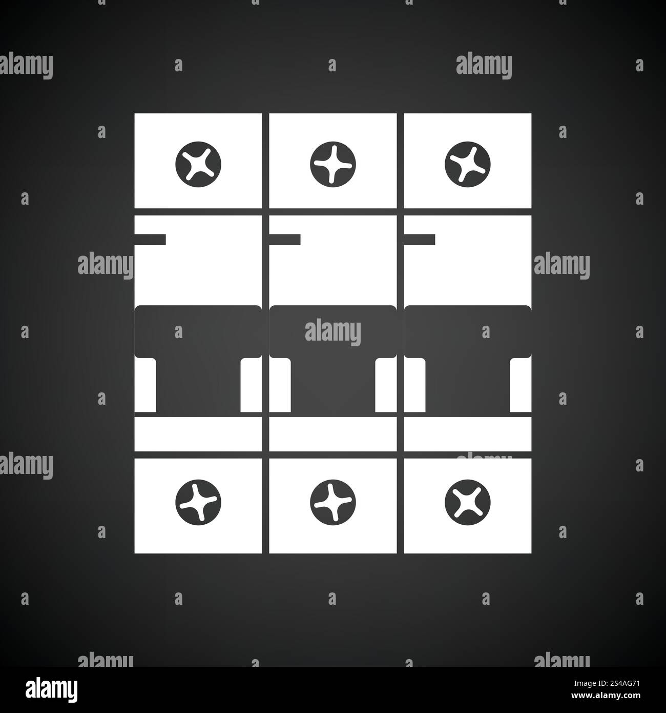 Circuit breaker icon. Black background with white. Vector illustration ...
