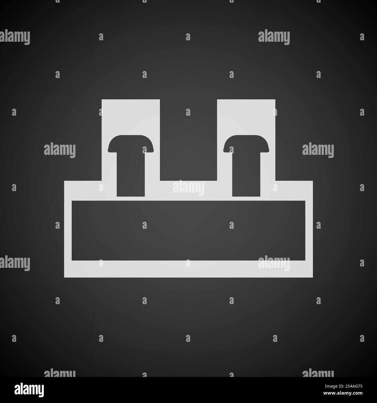 Electrical connection terminal icon. Black background with white ...