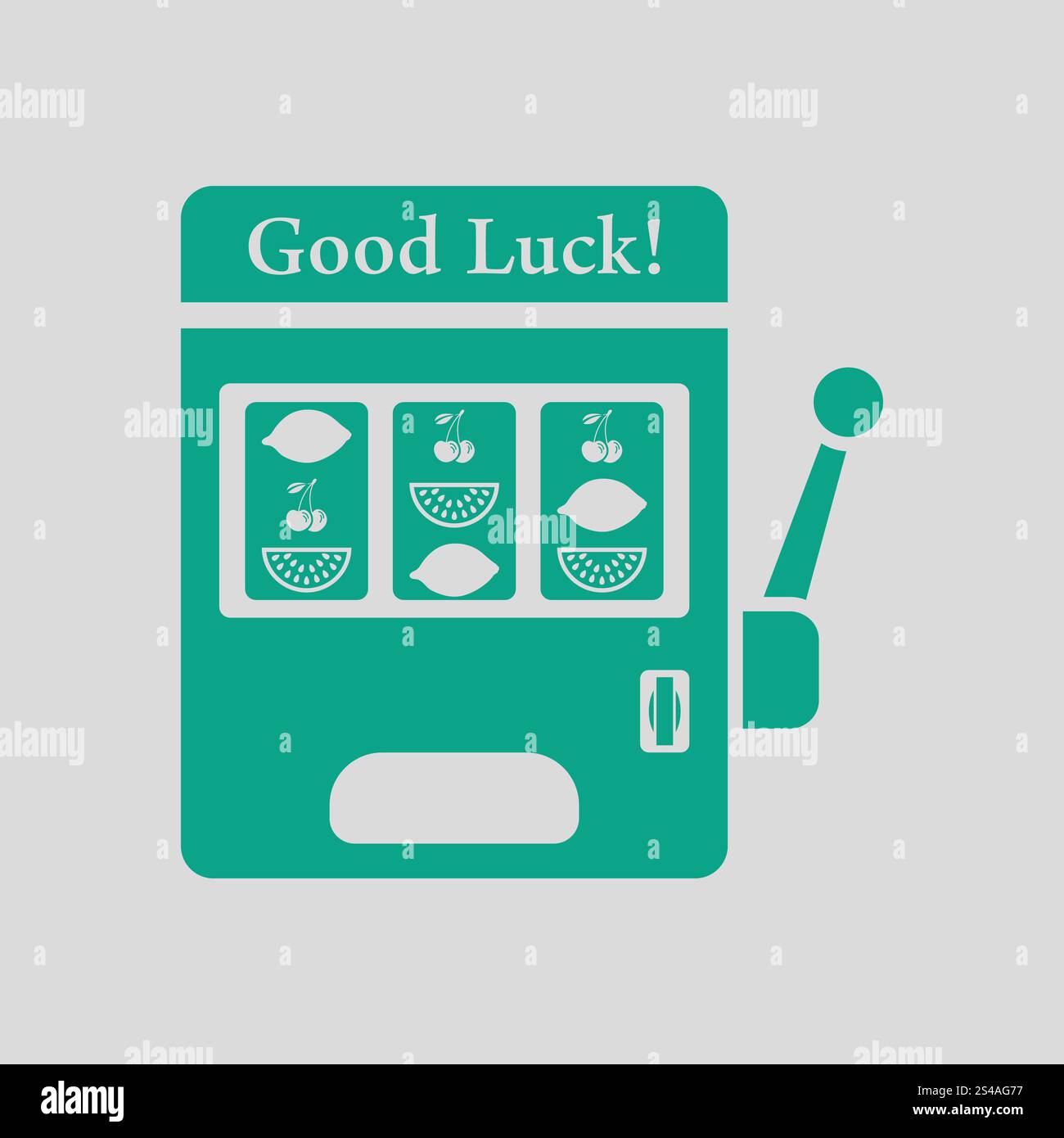 One-armed bandit icon. Gray background with green. Vector illustration ...