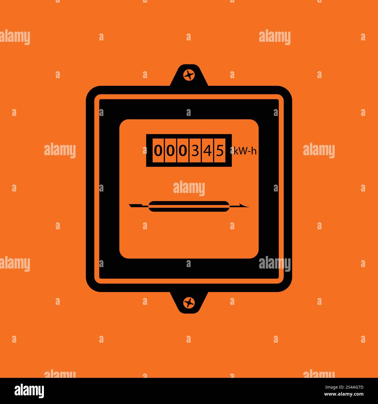 Electric meter icon. Orange background with black. Vector illustration ...