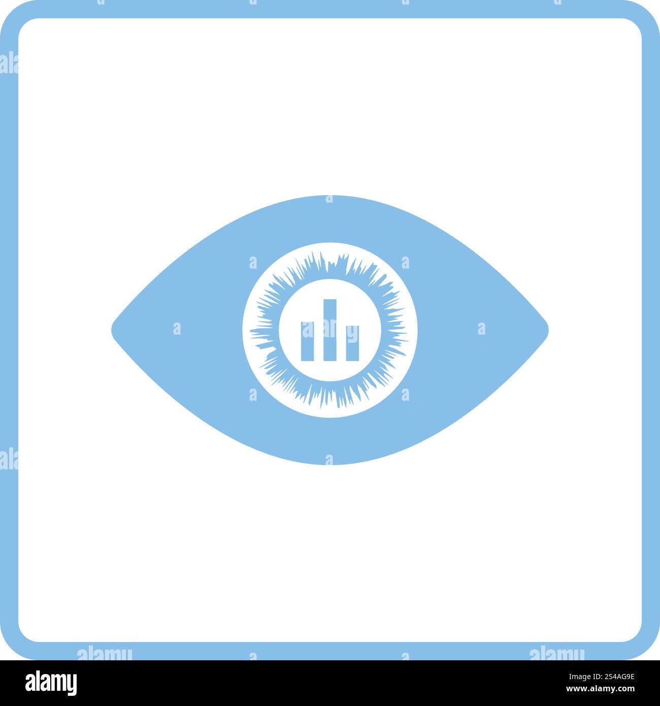 Eye with market chart inside pupil icon. Blue frame design. Vector illustration Stock Vector ...