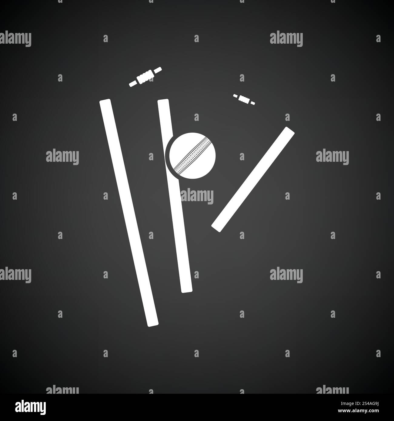 Cricket wicket icon. Black background with white. Vector illustration ...