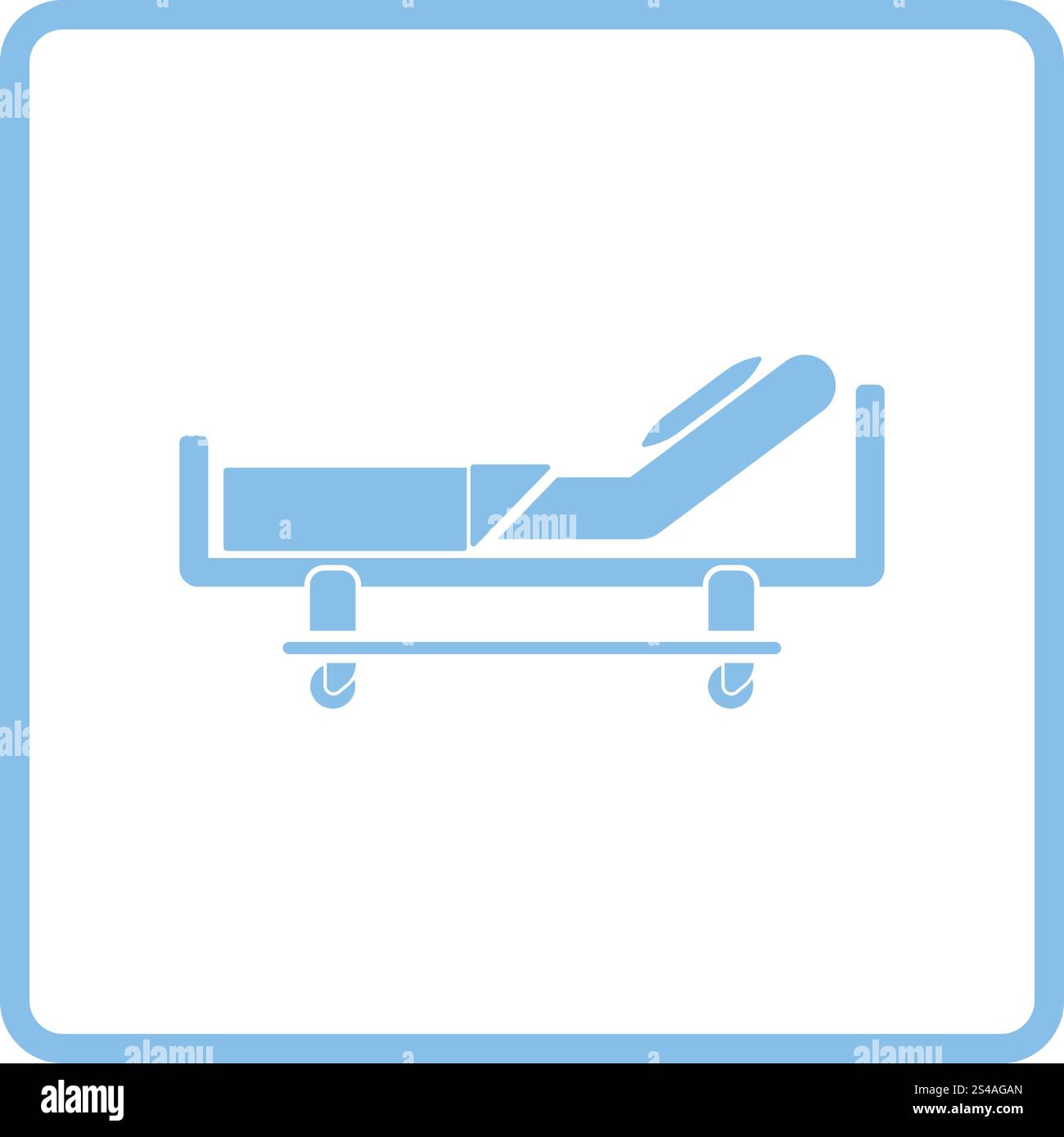 Hospital bed icon. Blue frame design. Vector illustration Stock Vector ...