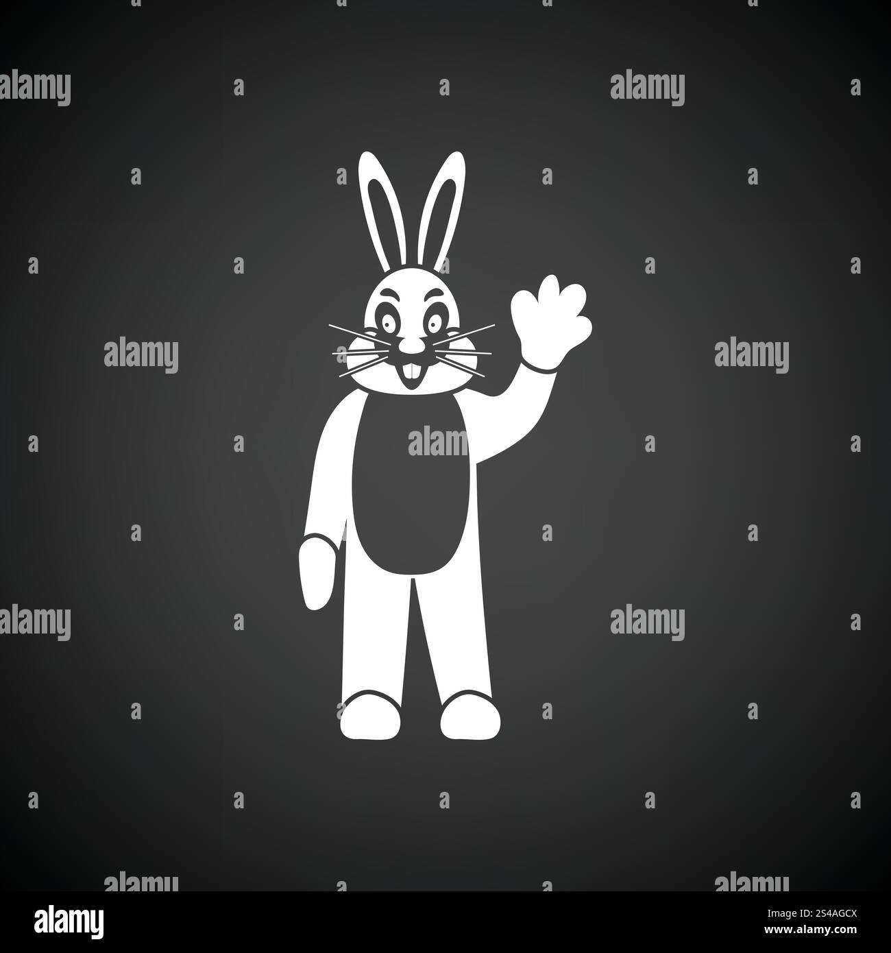 Hare puppet doll icon. Black background with white. Vector illustration ...