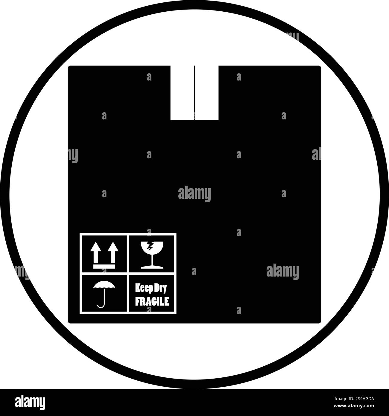Cardboard package box icon. Thin circle design. Vector illustration ...