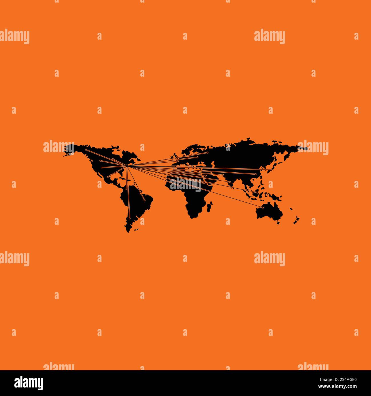 Map with directions to all part of the World. Orange background with ...