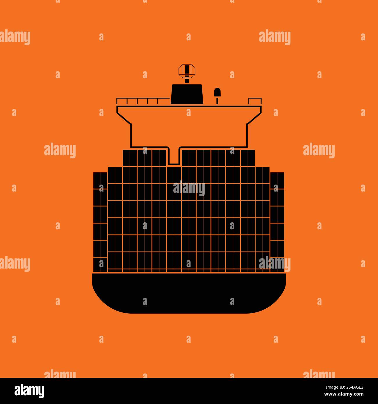 Container ship icon. Orange background with black. Vector illustration ...