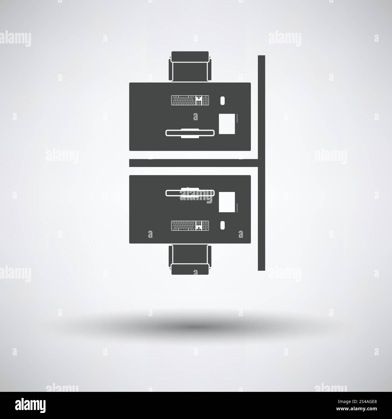 Office table top view icon on gray background, round shadow. Vector illustration Stock Vector ...