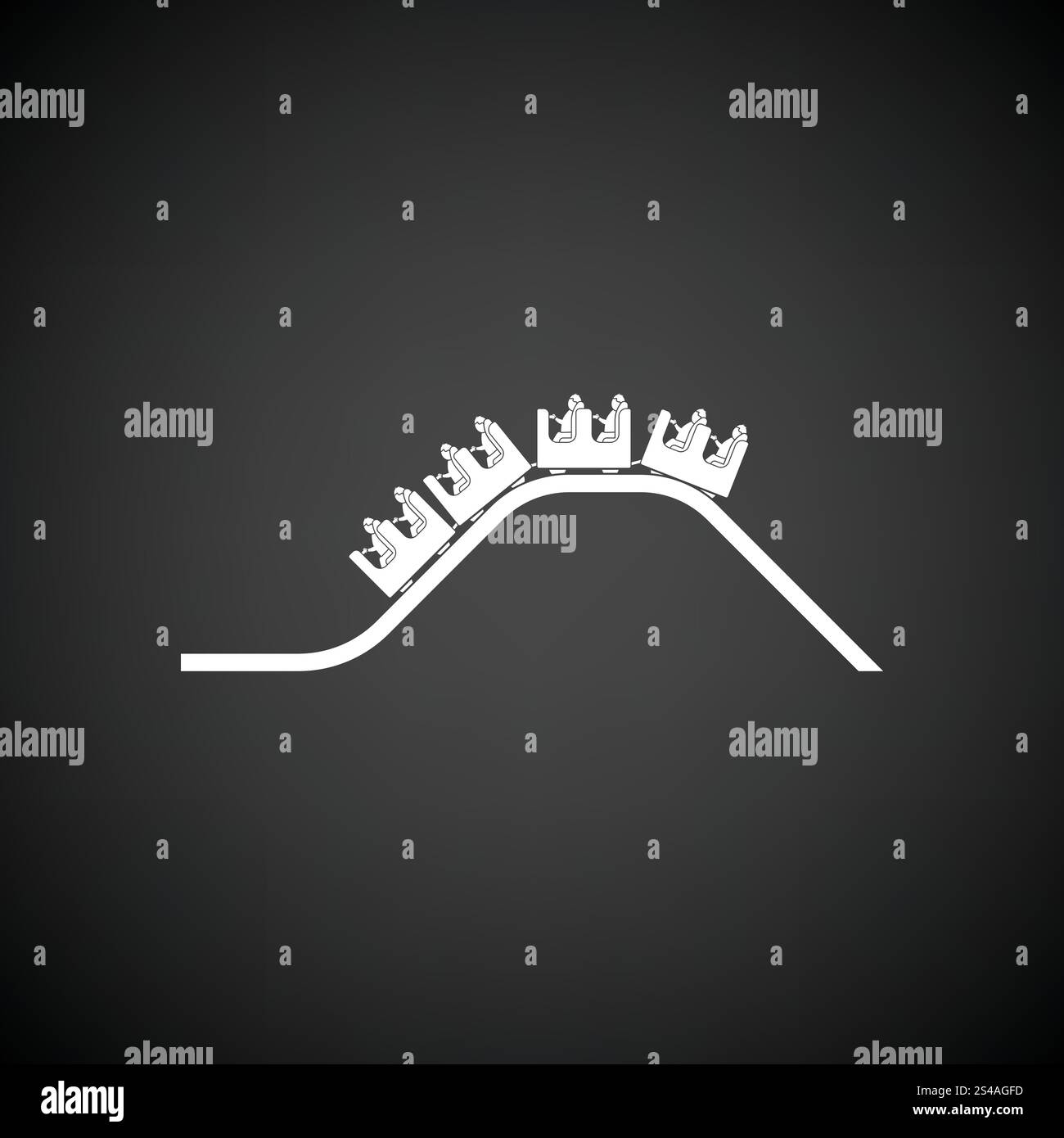 Small roller coaster icon. Black background with white. Vector ...