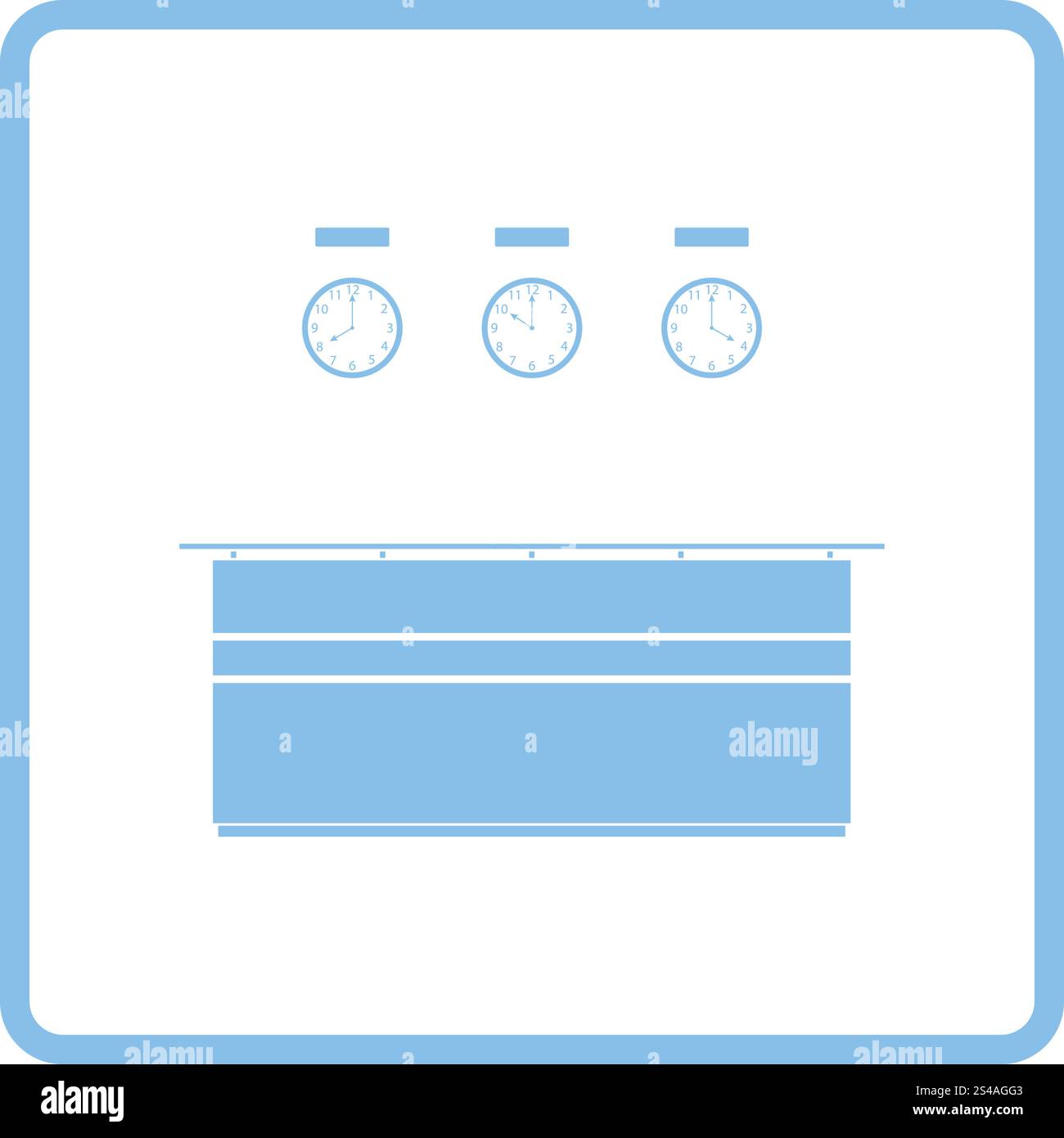 Office reception desk icon. Blue frame design. Vector illustration ...