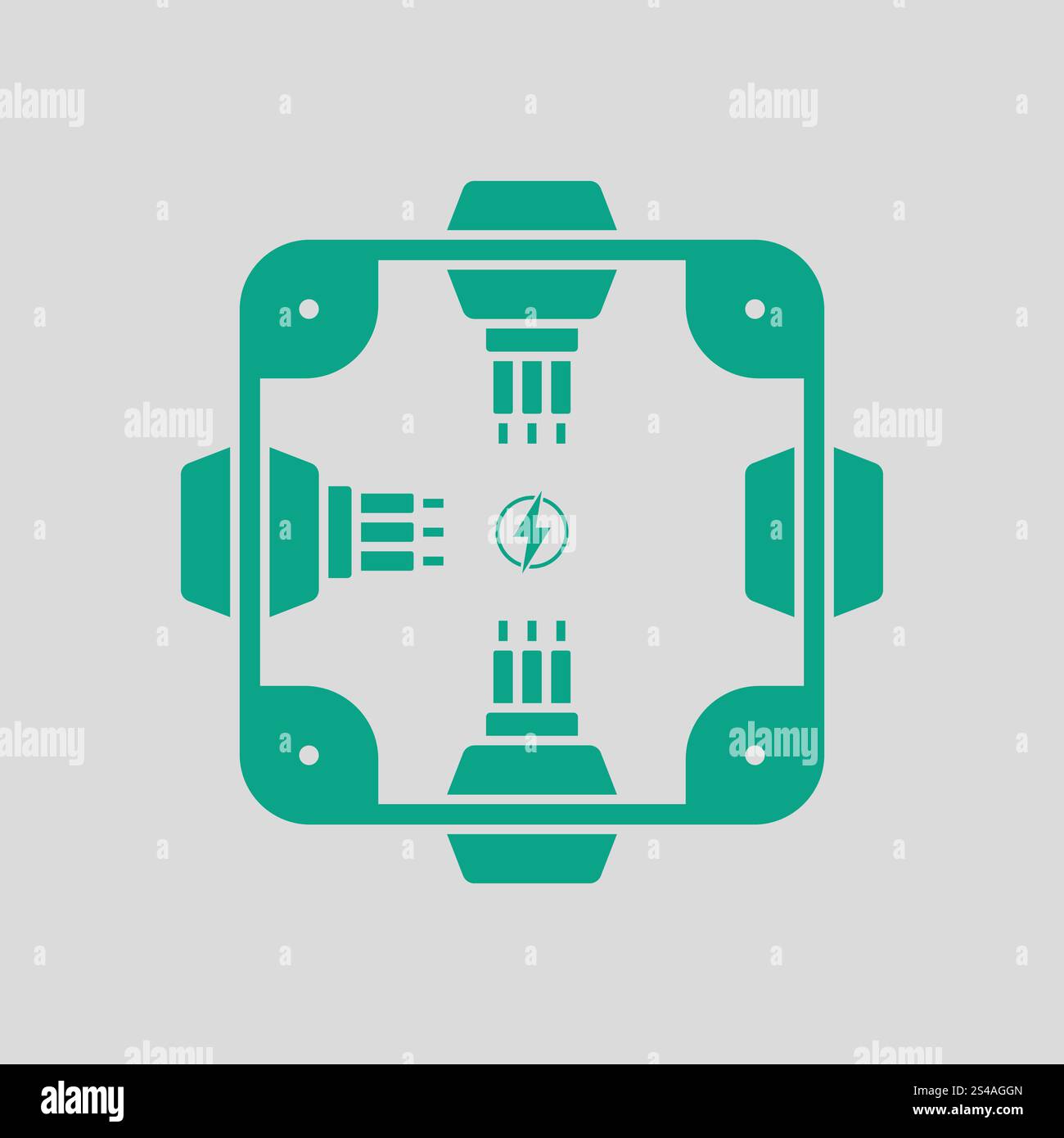 Electrical junction box icon. Gray background with green. Vector ...