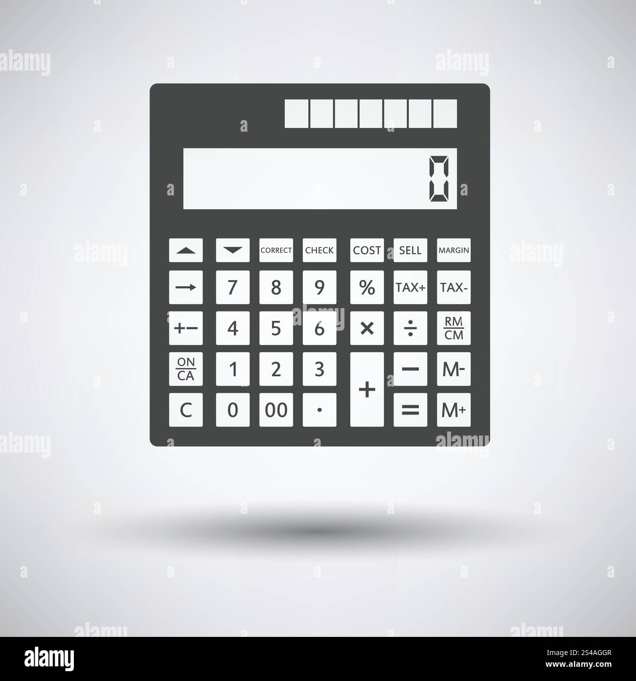 Statistical calculator icon on gray background, round shadow. Vector illustration Stock Vector ...