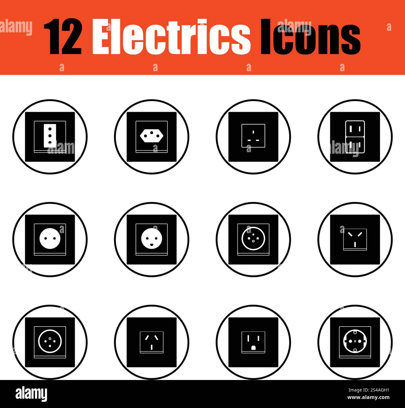 Electrics icon set. Electrics icon set. Thin circle design. Vector ...