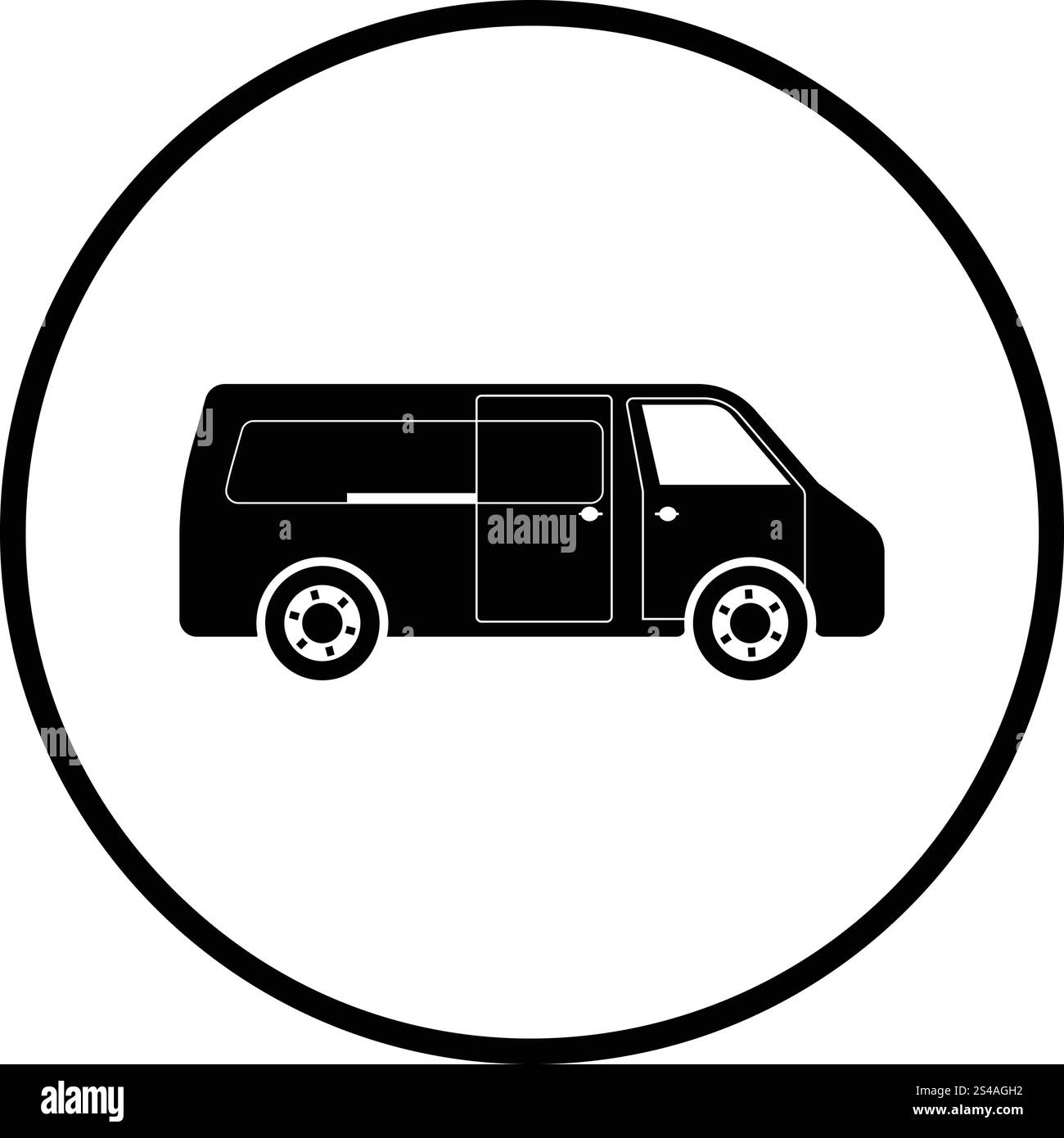 Commercial van icon. Thin circle design. Vector illustration Stock ...
