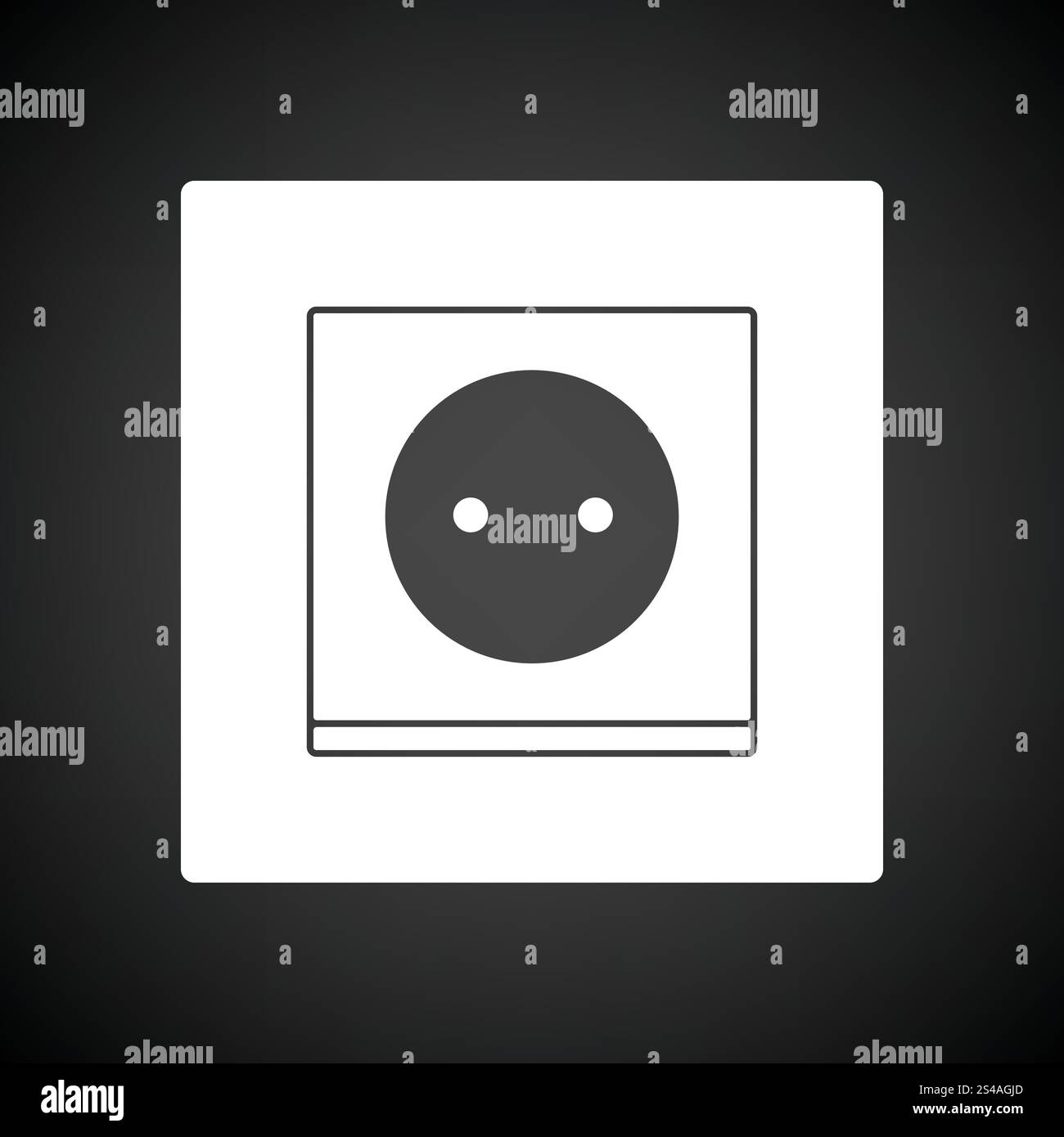 Europe electrical socket icon. Black background with white. Vector ...