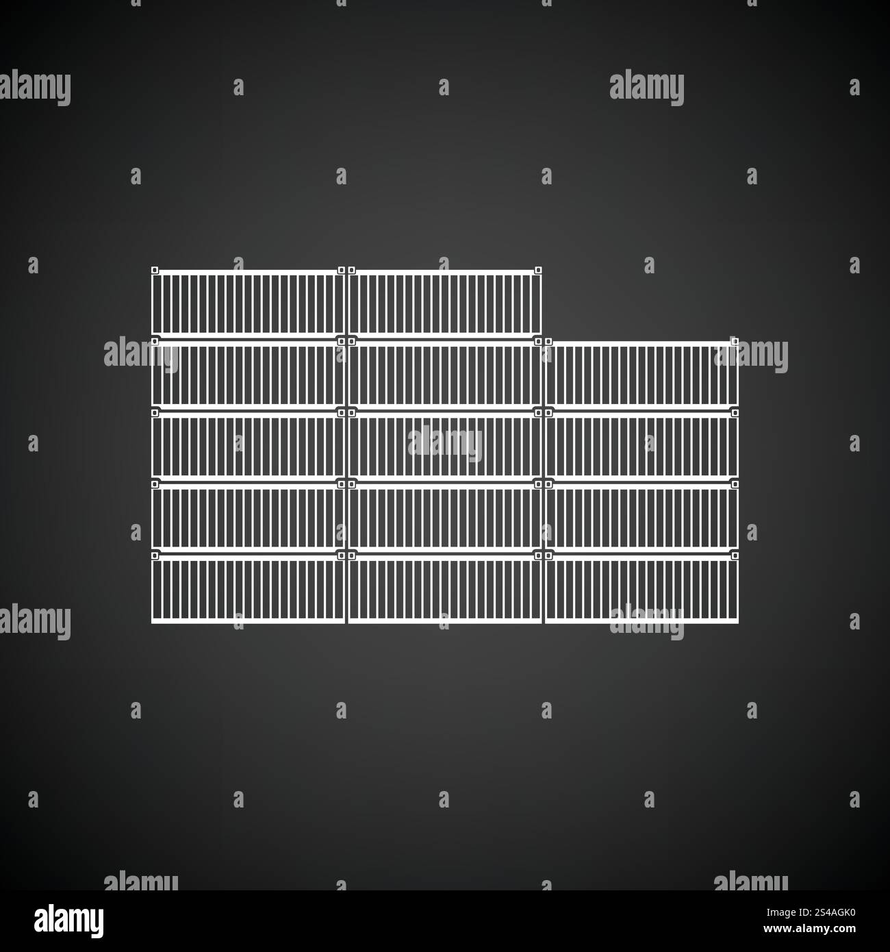 Container stack icon. Black background with white. Vector illustration ...
