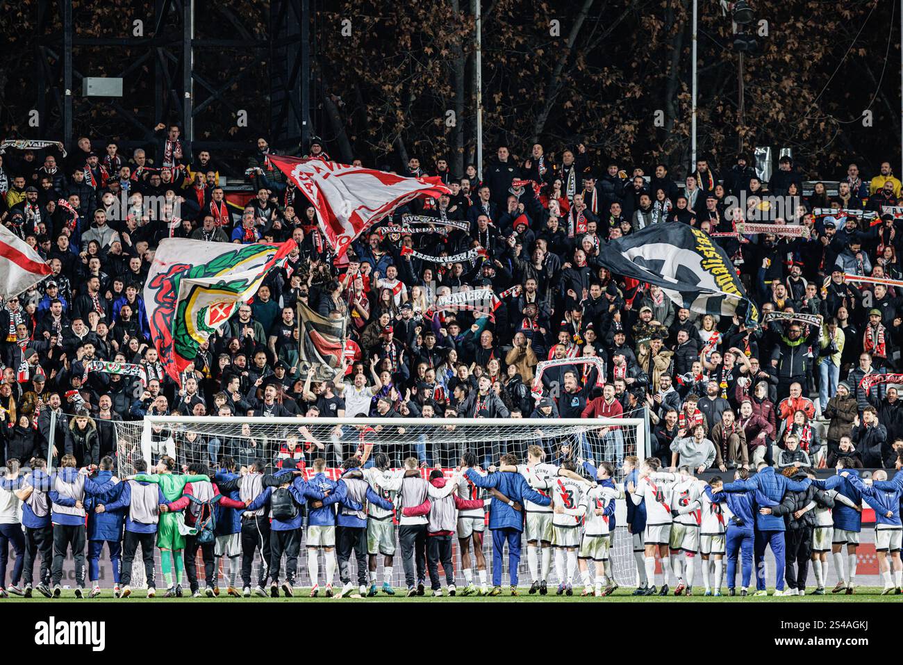 Players and fans of Rayo seen in action during LaLiga EA SPORTS game ...