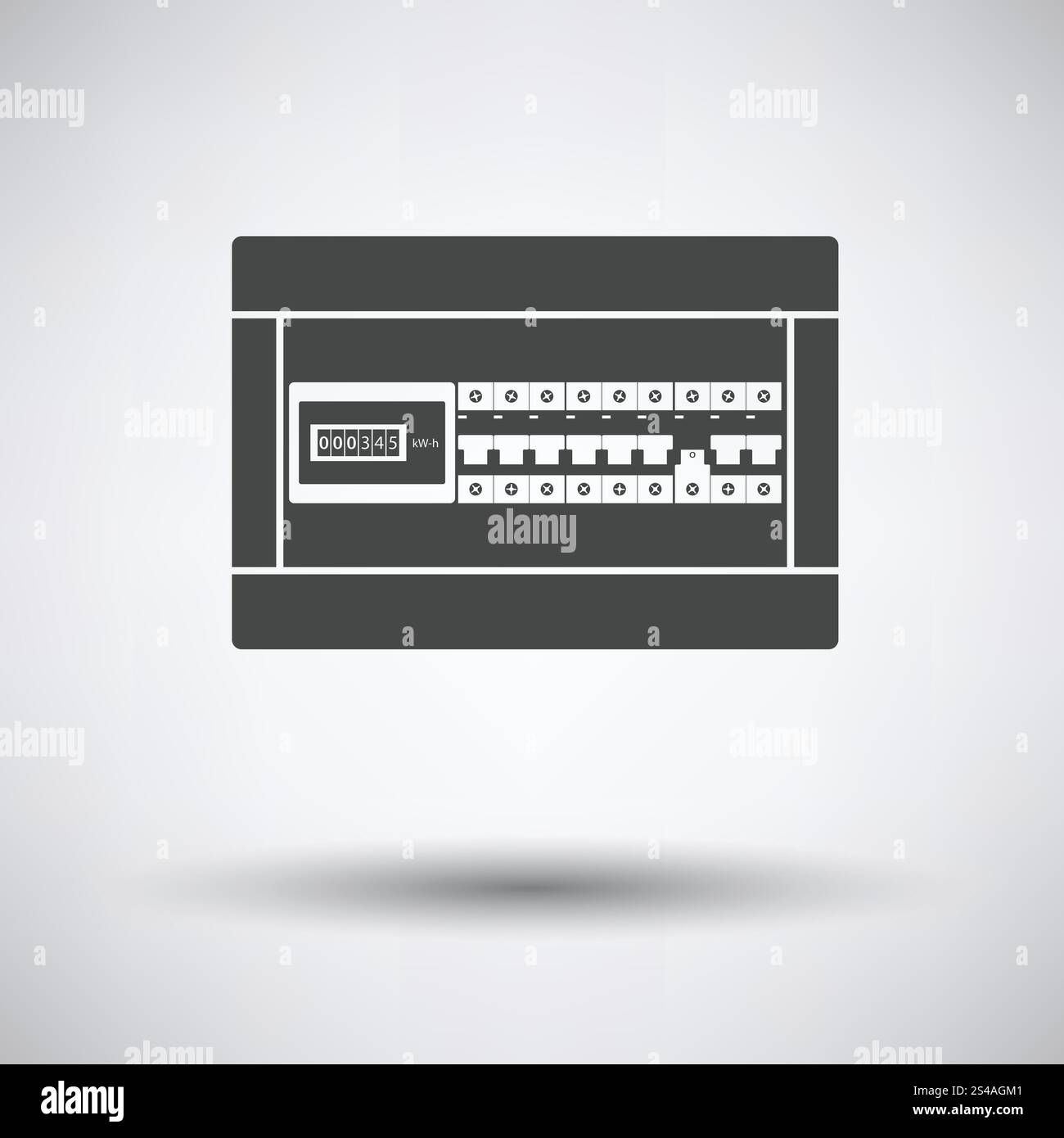 Circuit breakers box icon on gray background, round shadow. Vector illustration Stock Vector ...