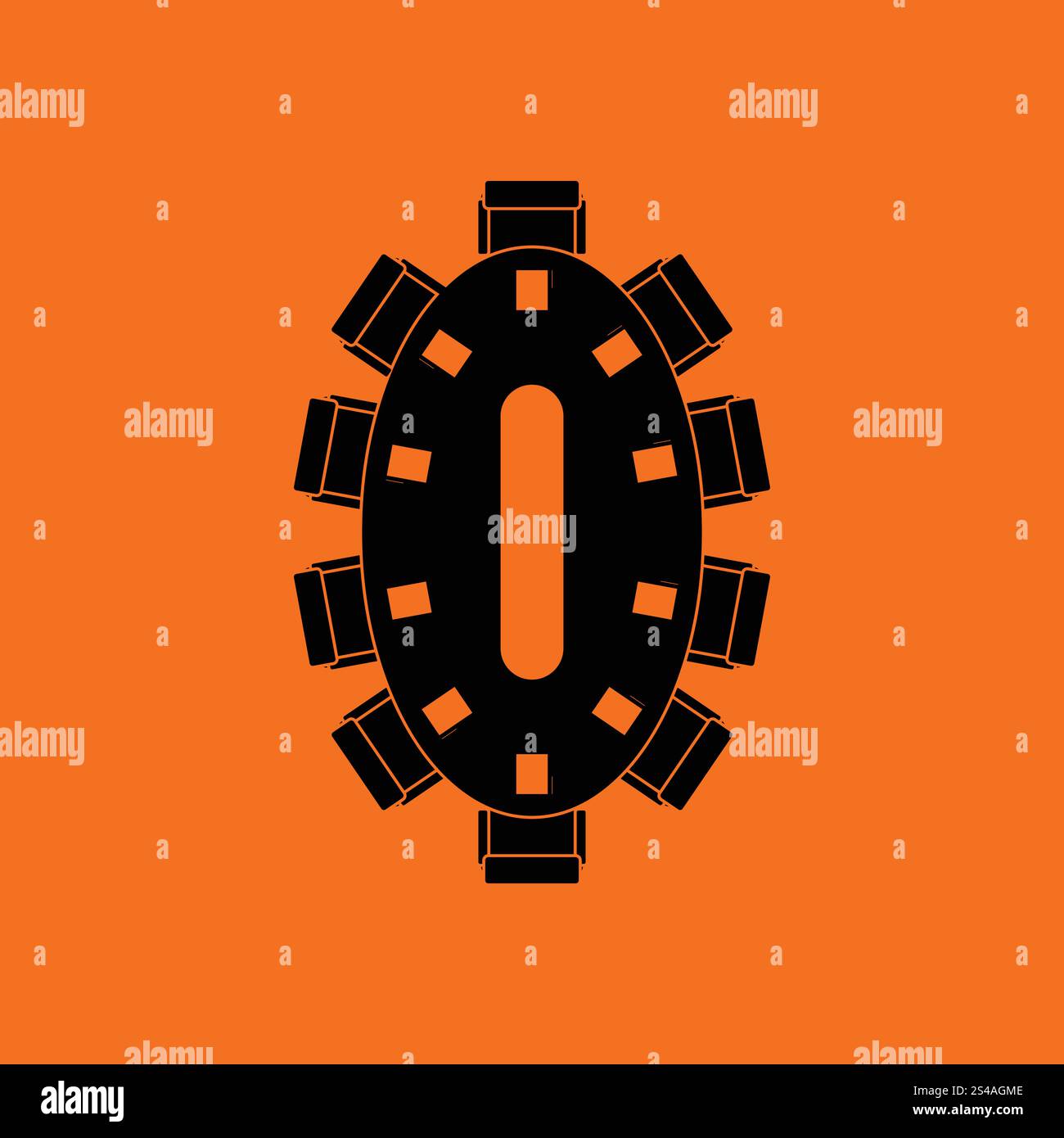 Negotiating table icon. Orange background with black. Vector ...