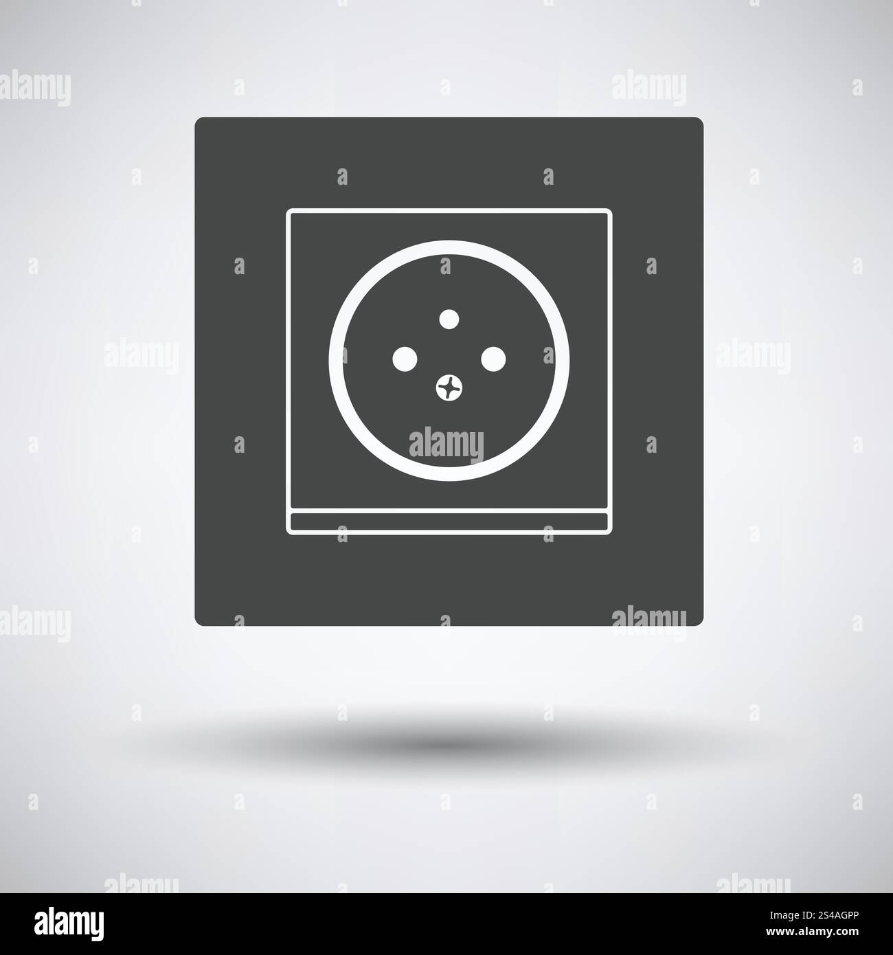 France electrical socket icon on gray background, round shadow. Vector ...