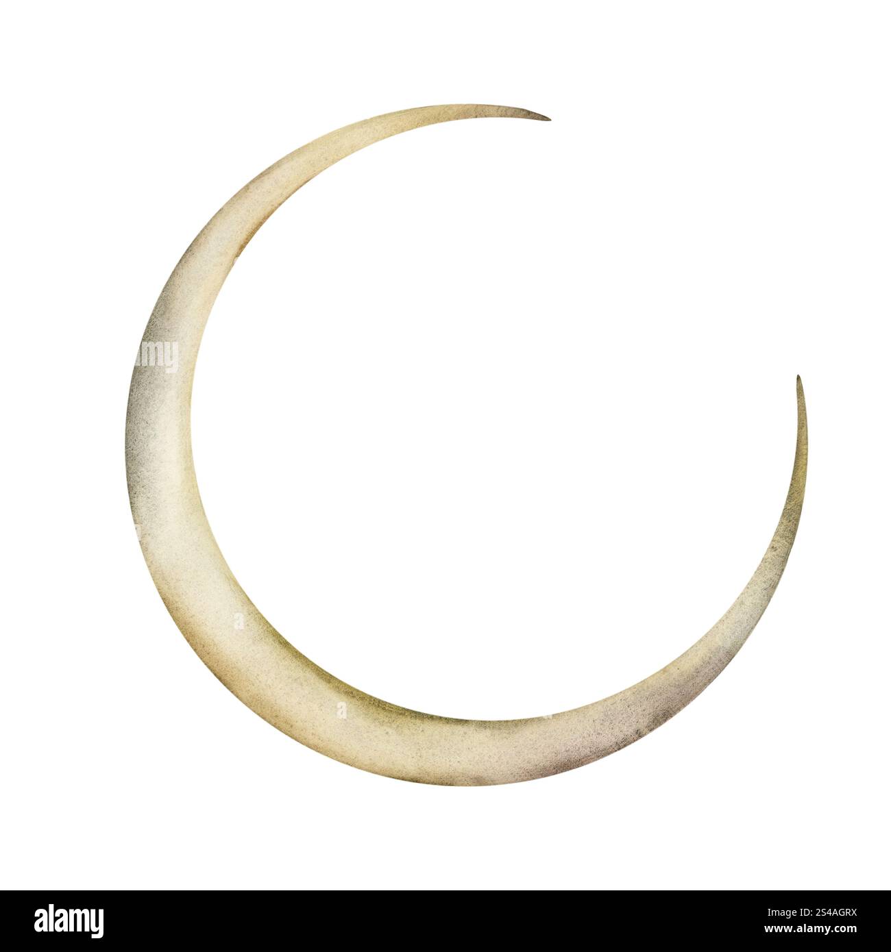 Crescent Moon. Watercolor hand drawn illustration isolated on white ...