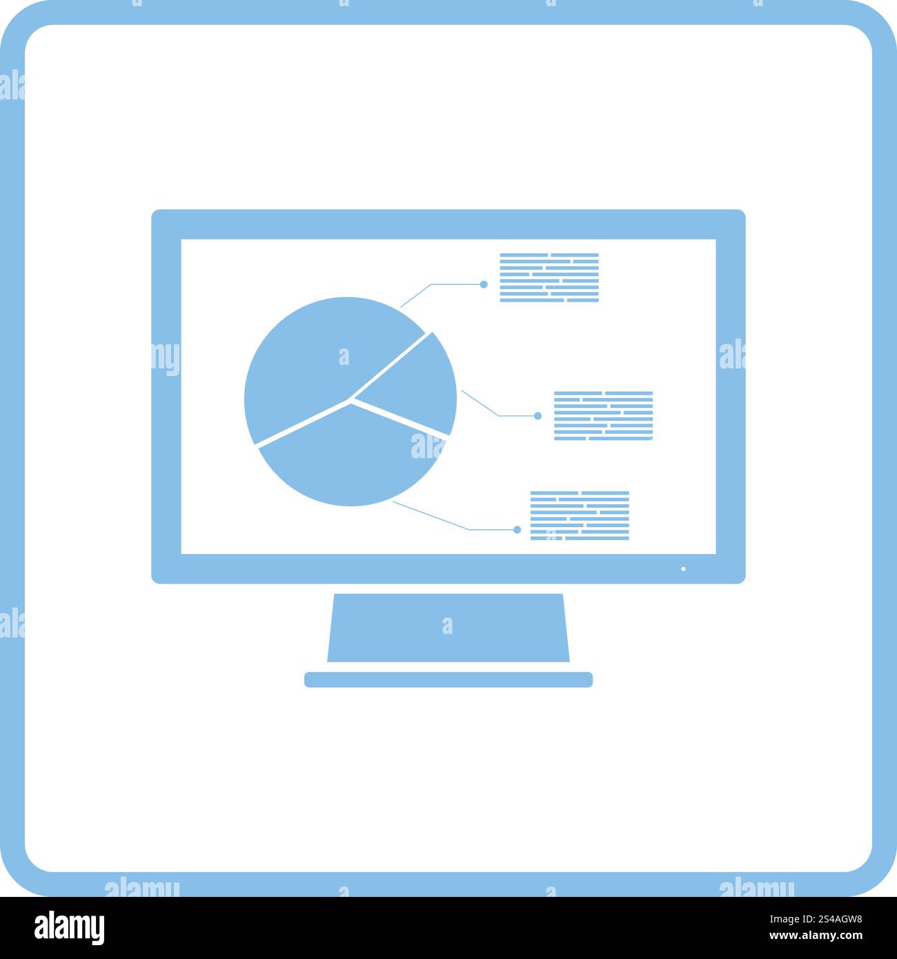 Monitor with analytics diagram icon. Blue frame design. Vector ...