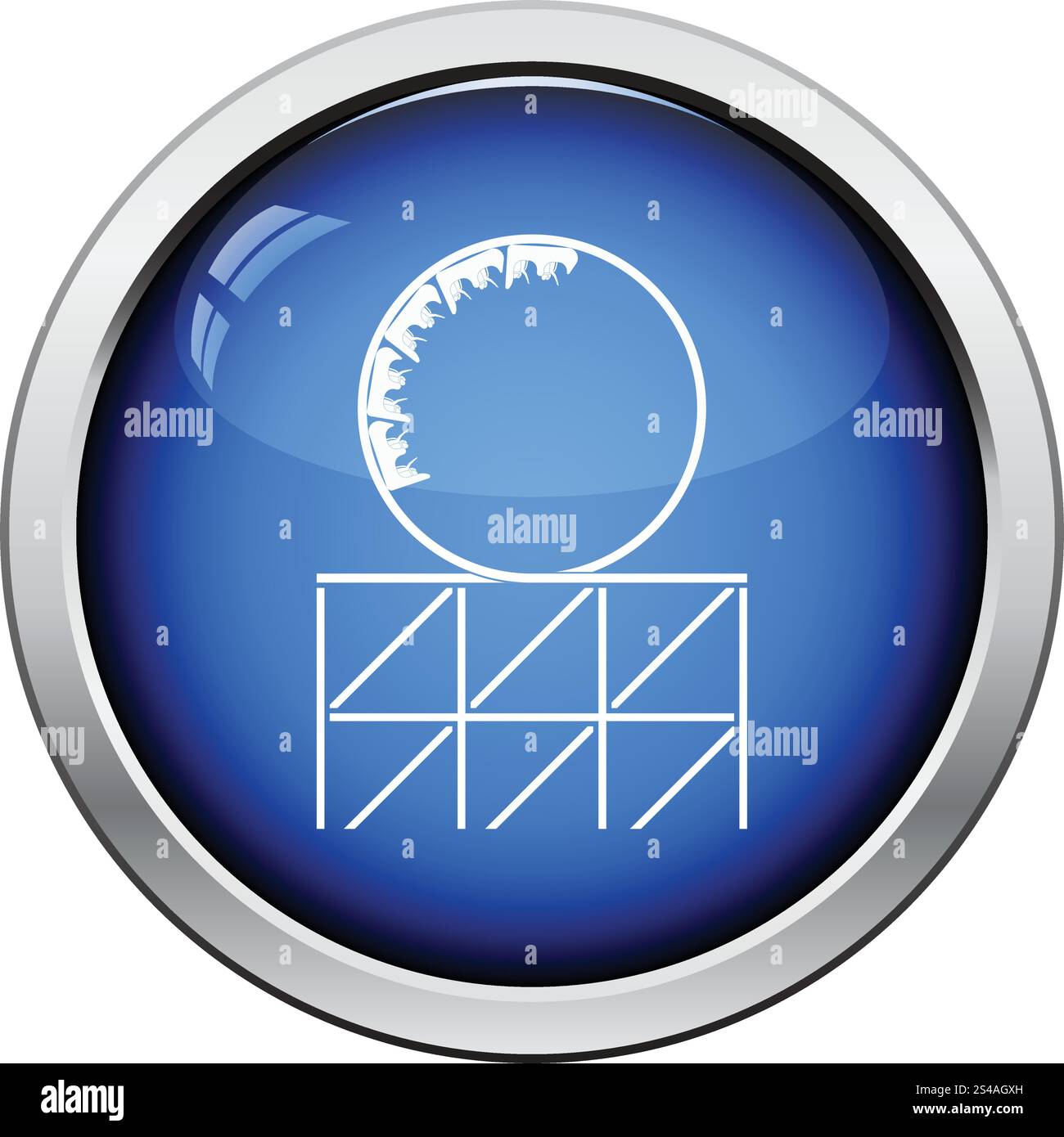 Roller coaster loop icon. Glossy button design. Vector illustration ...
