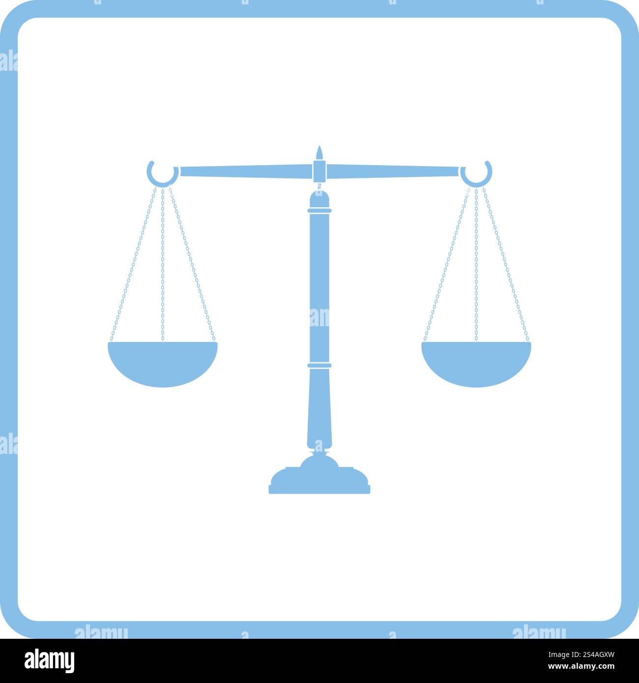 Justice scale icon. Blue frame design. Vector illustration Stock Vector ...