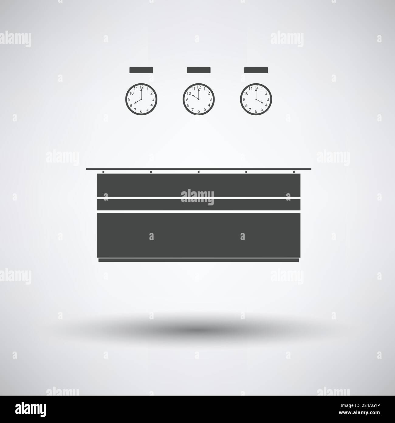 Office reception desk icon on gray background, round shadow. Vector ...