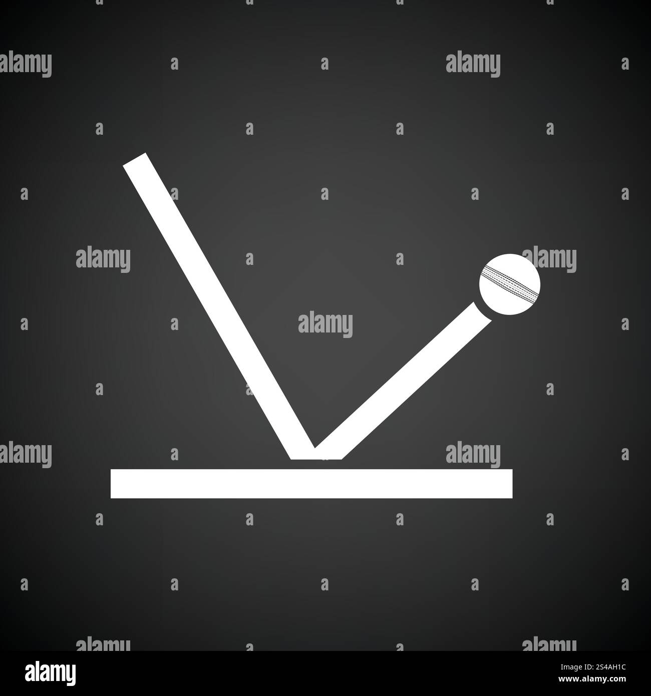 Cricket ball trajectory icon. Black background with white. Vector ...