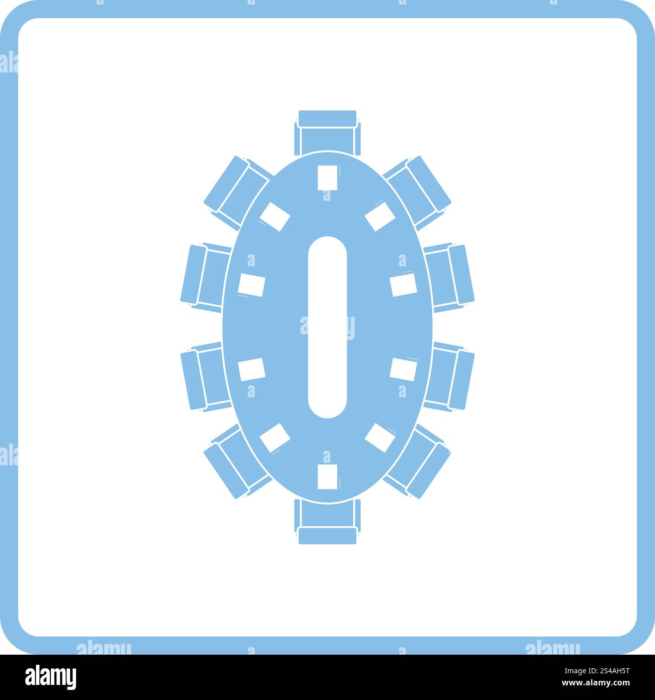 Negotiating table icon. Blue frame design. Vector illustration Stock ...