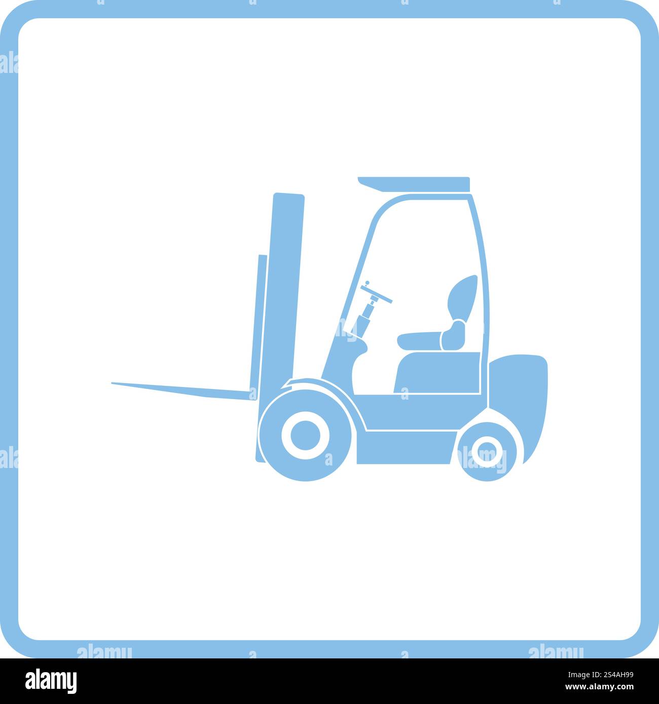 Warehouse forklift icon. Blue frame design. Vector illustration Stock ...