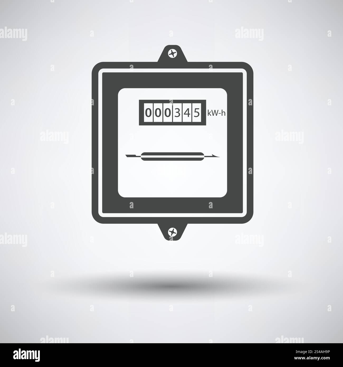 Electric meter icon on gray background, round shadow. Vector ...