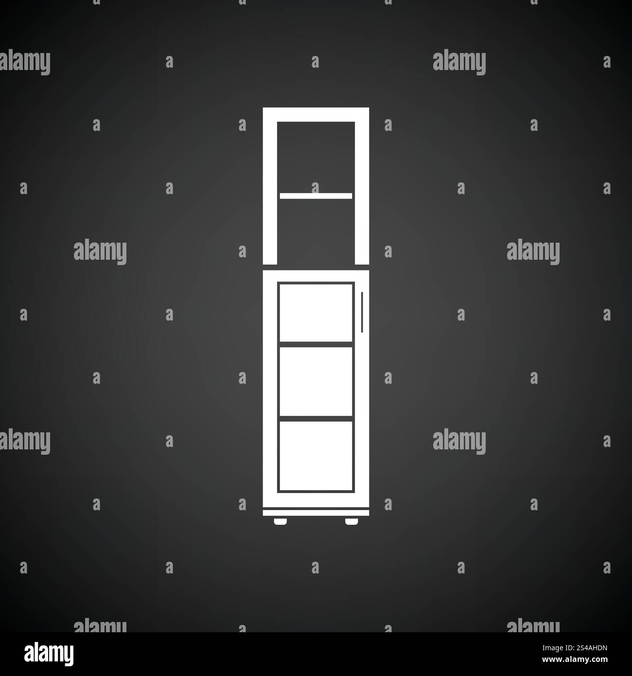 Narrow cabinet icon. Black background with white. Vector illustration ...