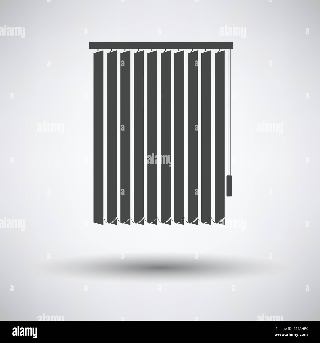 Office vertical blinds icon on gray background, round shadow. Vector ...